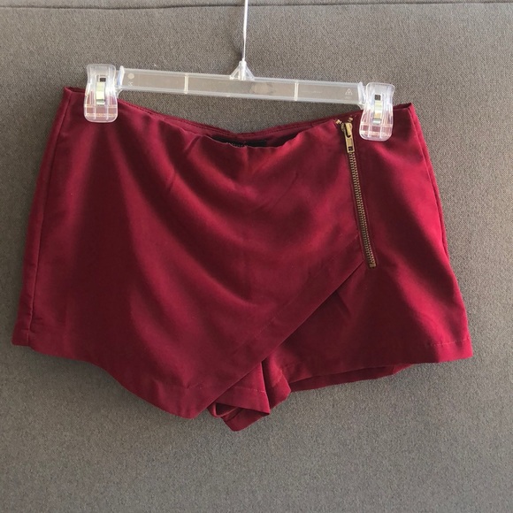 Forever 21 | Skirts | Maroon Skort With Gold Zipper | Poshmark